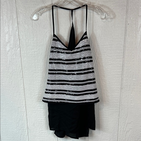 Posh | Tops | New Black And White Striped Sequin Tank Top | Poshmark